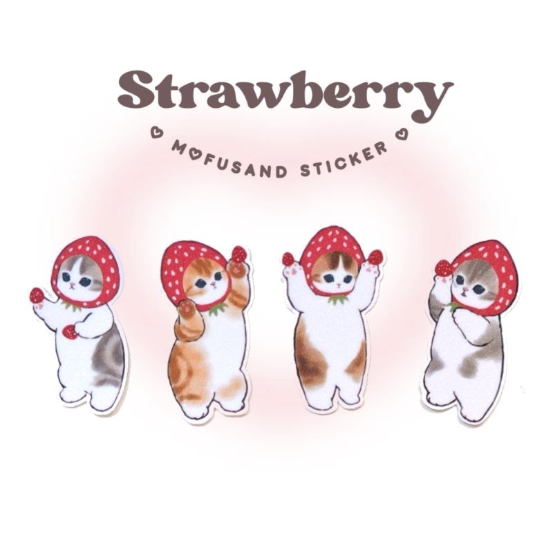 Strawberry Mofusand sticker set | Glitter sticker | Shopee Philippines