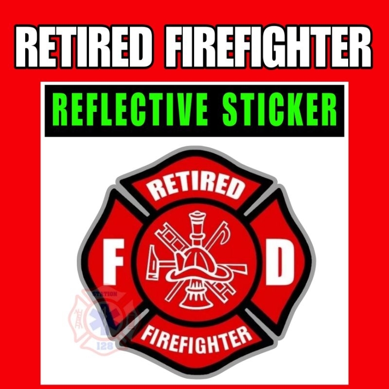 Retired Firefighter Maltese Fire Helmet Emblem Decal Sticker 4 ...