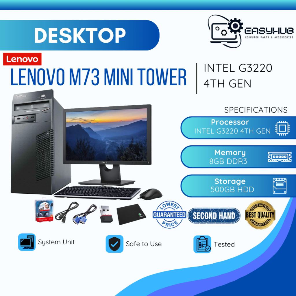 Intel G3220 4th Gen 8GB RAM DDR3 500GB HDD Storage Desktop PC Used | Secondhand | Shopee Philippines