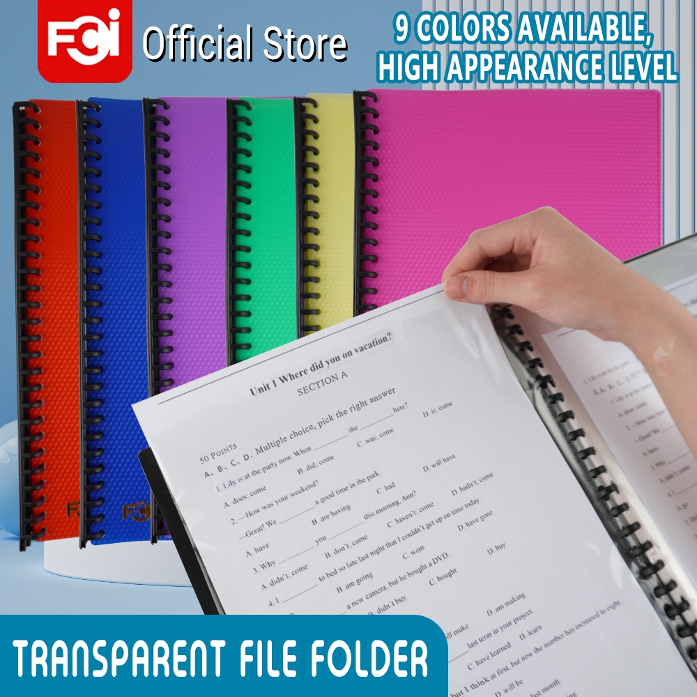 FCI Long Clear Book w/Plastic Sleeves, 20 Pockets Ring Binder ...