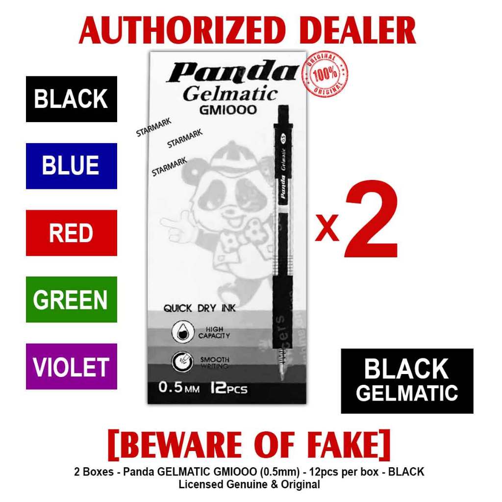 Panda GELMATIC GMI000 Gelpen Gelpens Gel Pen Pens 12's ALL Colors Black ...