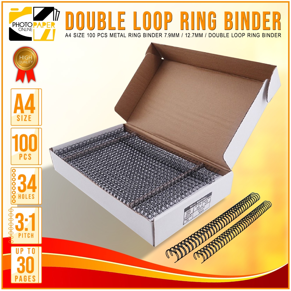 100pcs Double Loop Metal Ring Binder 7.9mm / 12.7mm A4 / Short Size ...