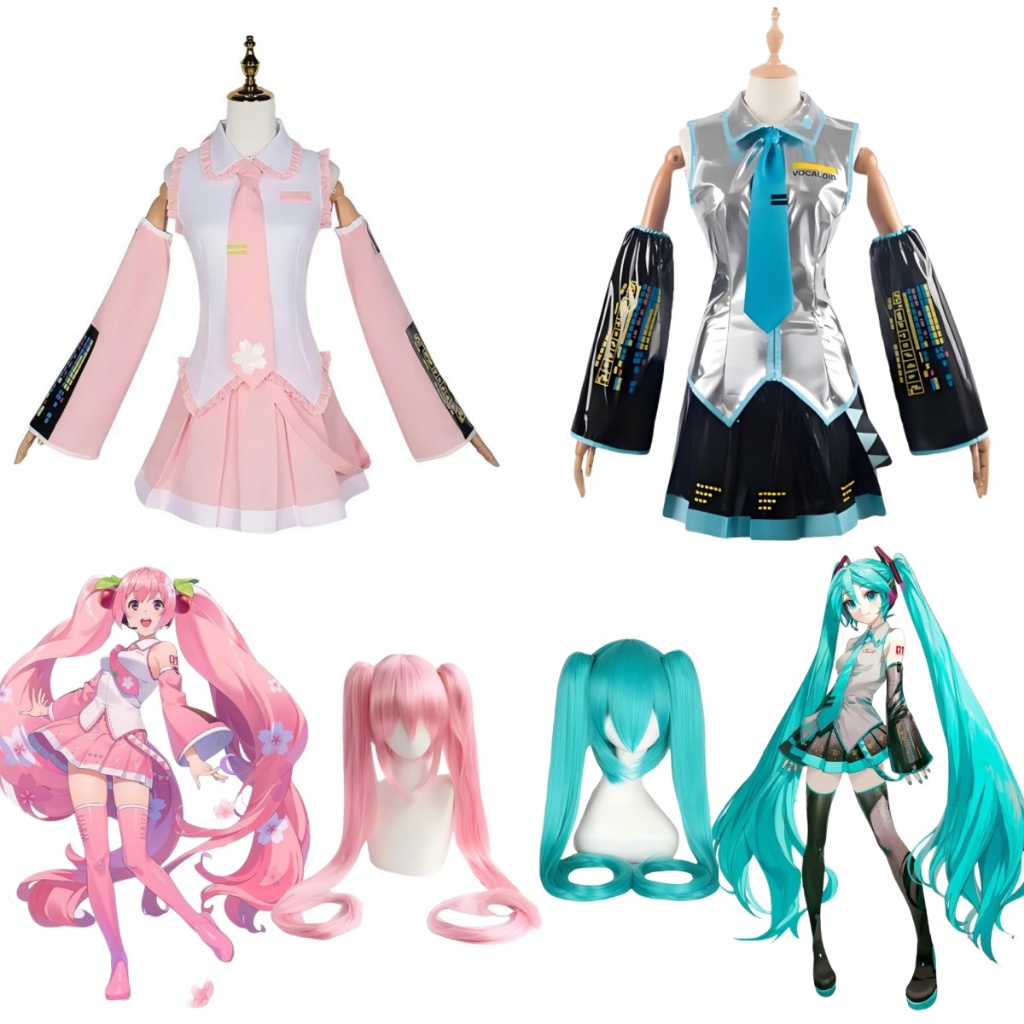 Anime Vocaloid Miku Cosplay Costume Dress Wig Beginner Future Kawaii ...