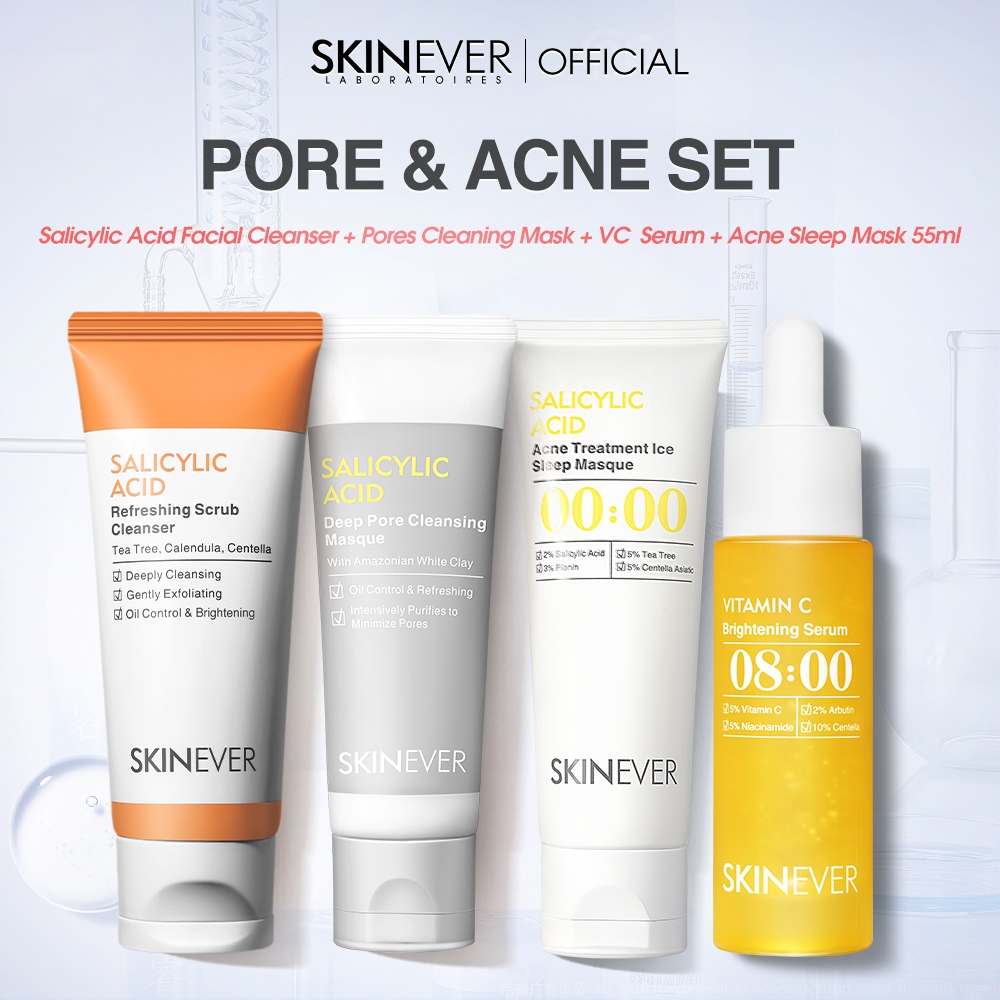 SKINEVER Salicylic Scrub Cleanser Cleansing Acne Treatment Sleep Masque ...