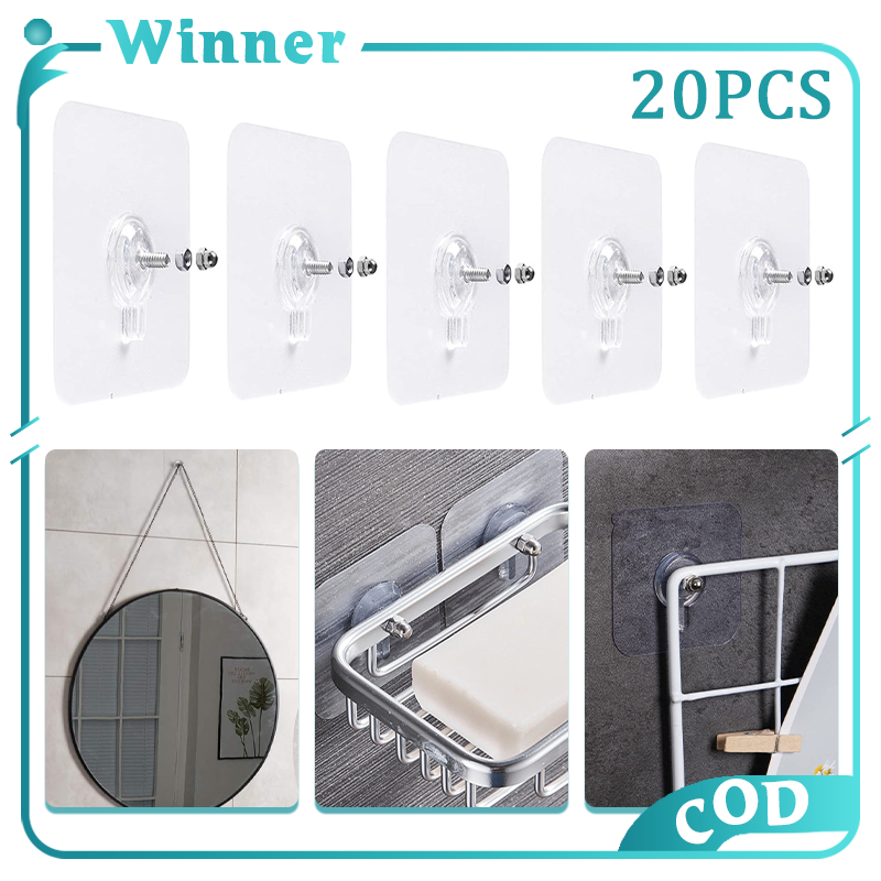 20PCS Strong Adhesive Wall Hook Traceless Photo Frames Hook Poster ...