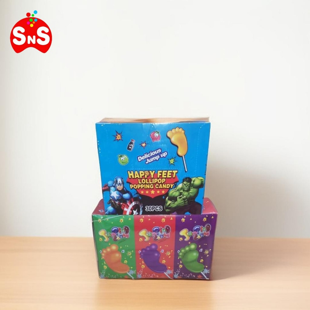 SnS Happy Feet Lollipop Popping Candy(13gx30Pcs) Snack Bonbon Sweet ...