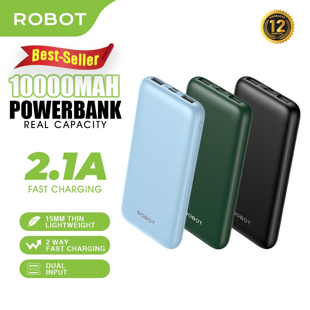ROBOT RT12 Power Bank 10000mAh Powerbank Original Fast Charge Quick ...