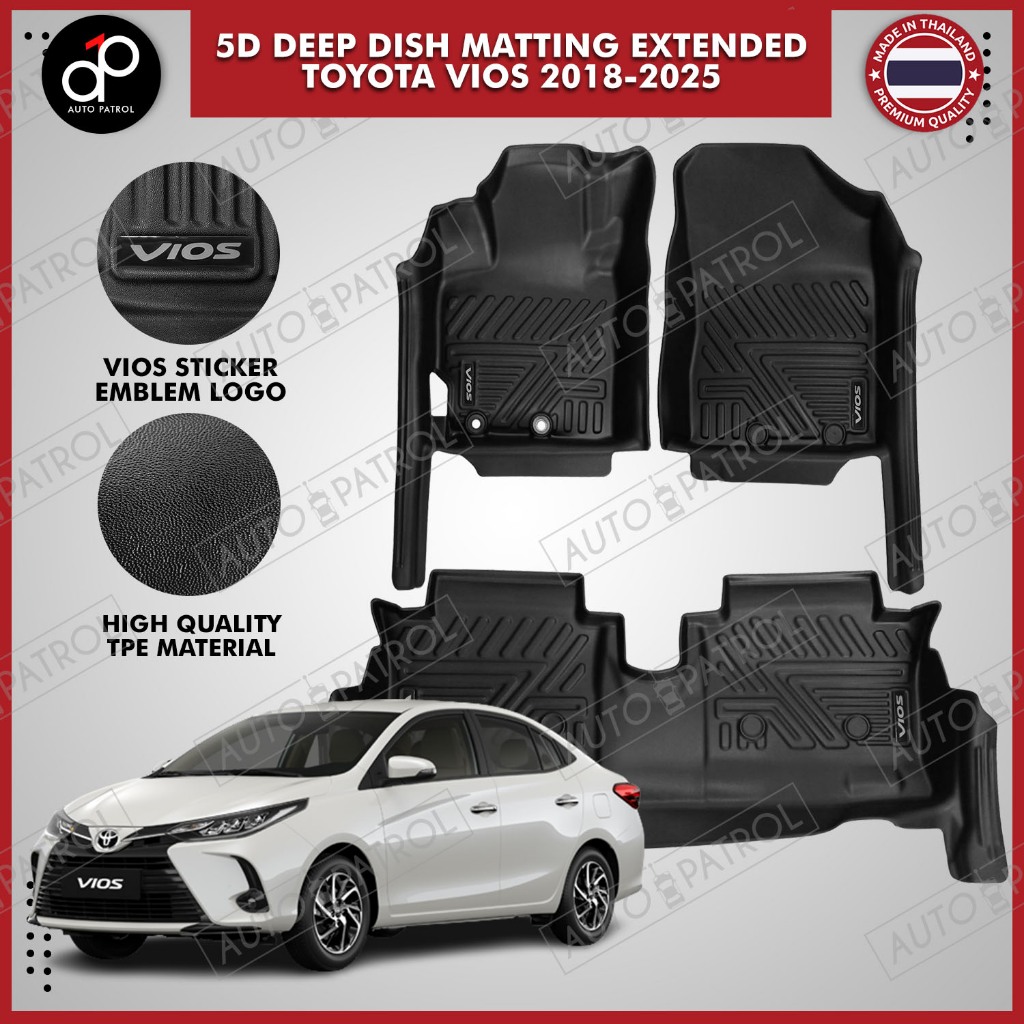 TOYOTA VIOS 2018-2025 5D Deep Dish Matting Extended (MADE IN THAILAND ...