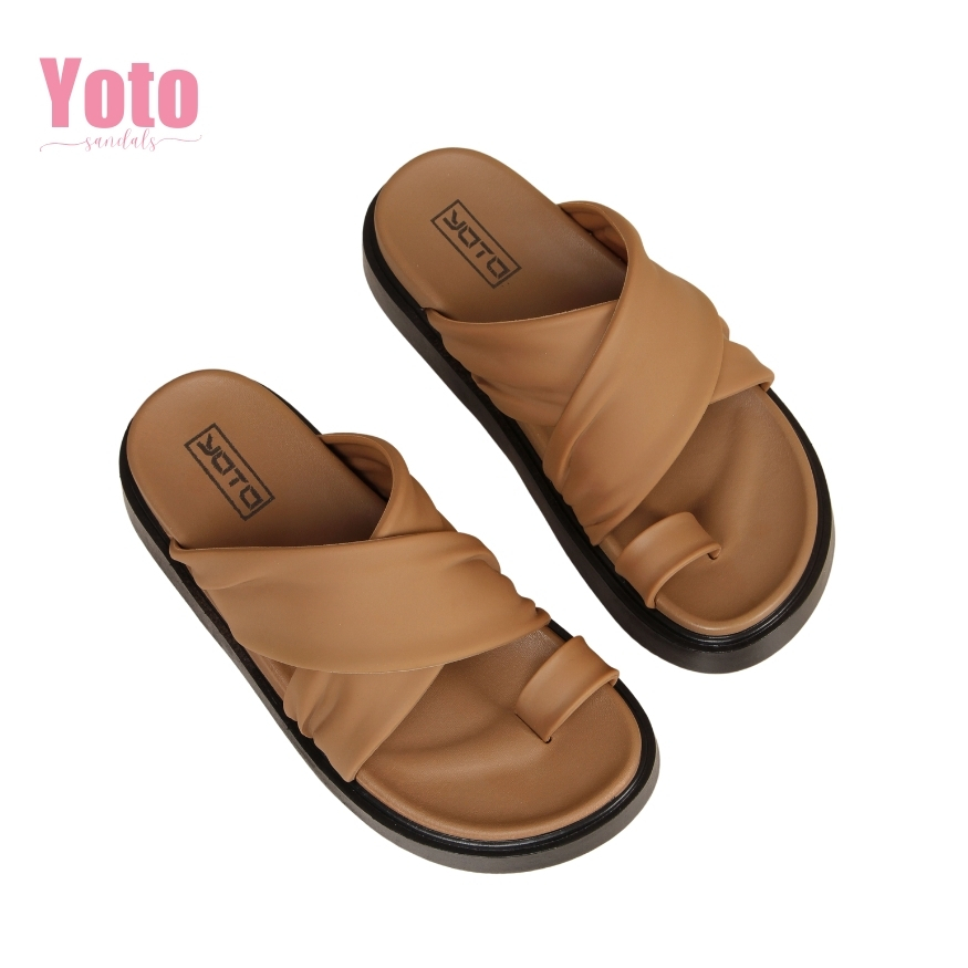 YOTO Cross Strap with Toe Loop Design Rubber Made Slip On Slippers ...