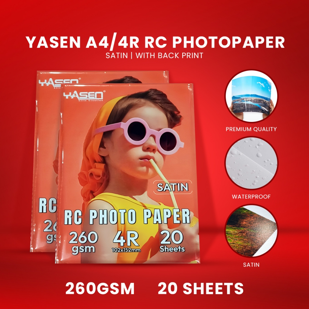 Yasen RC A4 | 4R Premium Satin Photo Paper with Back Print 260GSM Resin ...