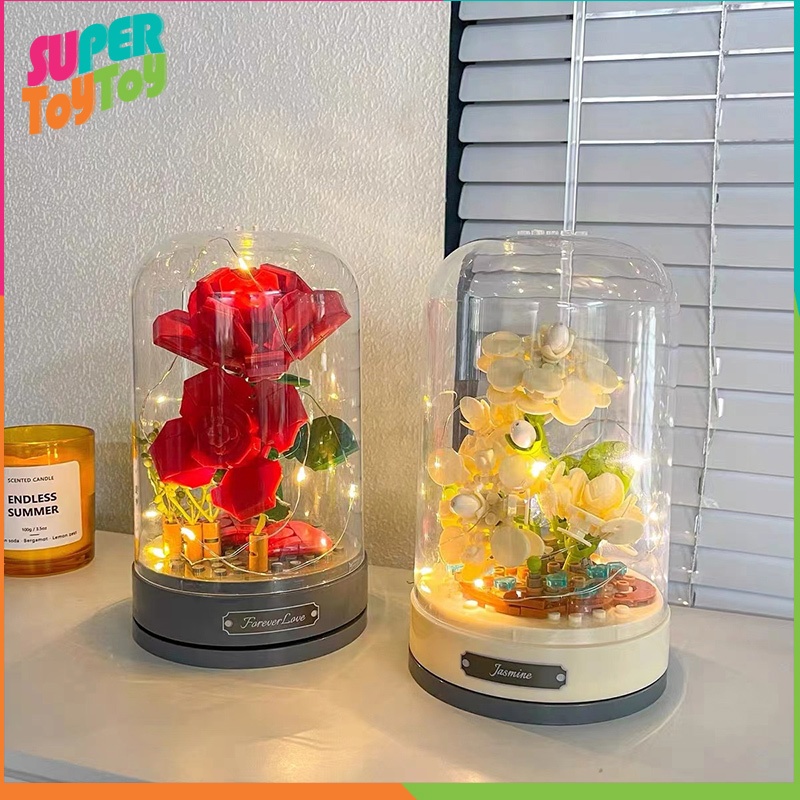 Music Box Flowers Gift for Girls Valentine's Day Gift Building Blocks ...