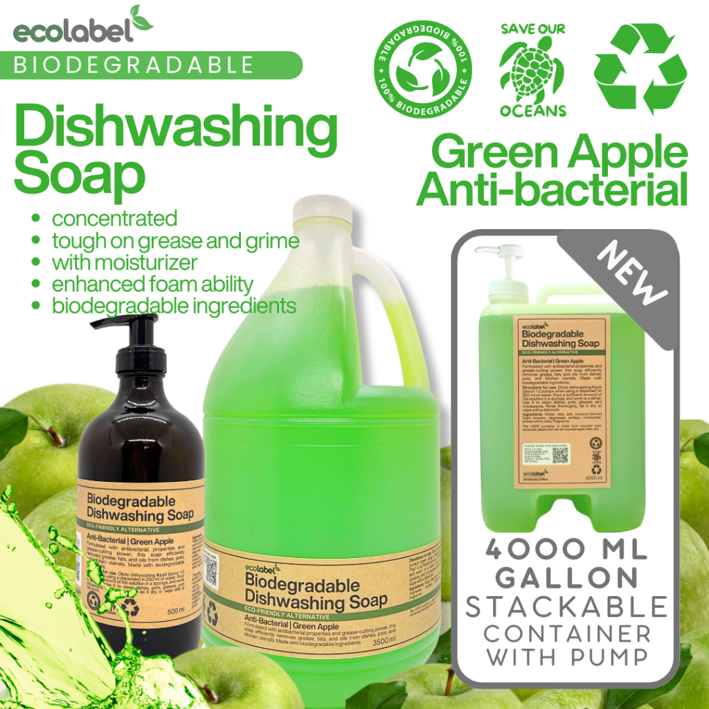 Eco-friendly Dishwashing Liquid Soap Green Apple Scent 100% ...