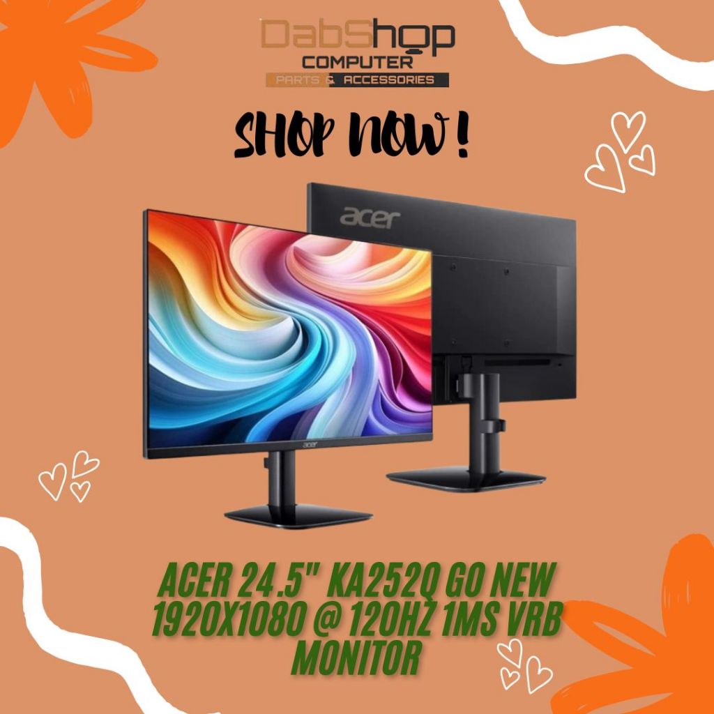 ACER 24.5" KA252Q GO NEW 1920X1080 @ 120HZ 1MS VRB MONITOR | Shopee ...