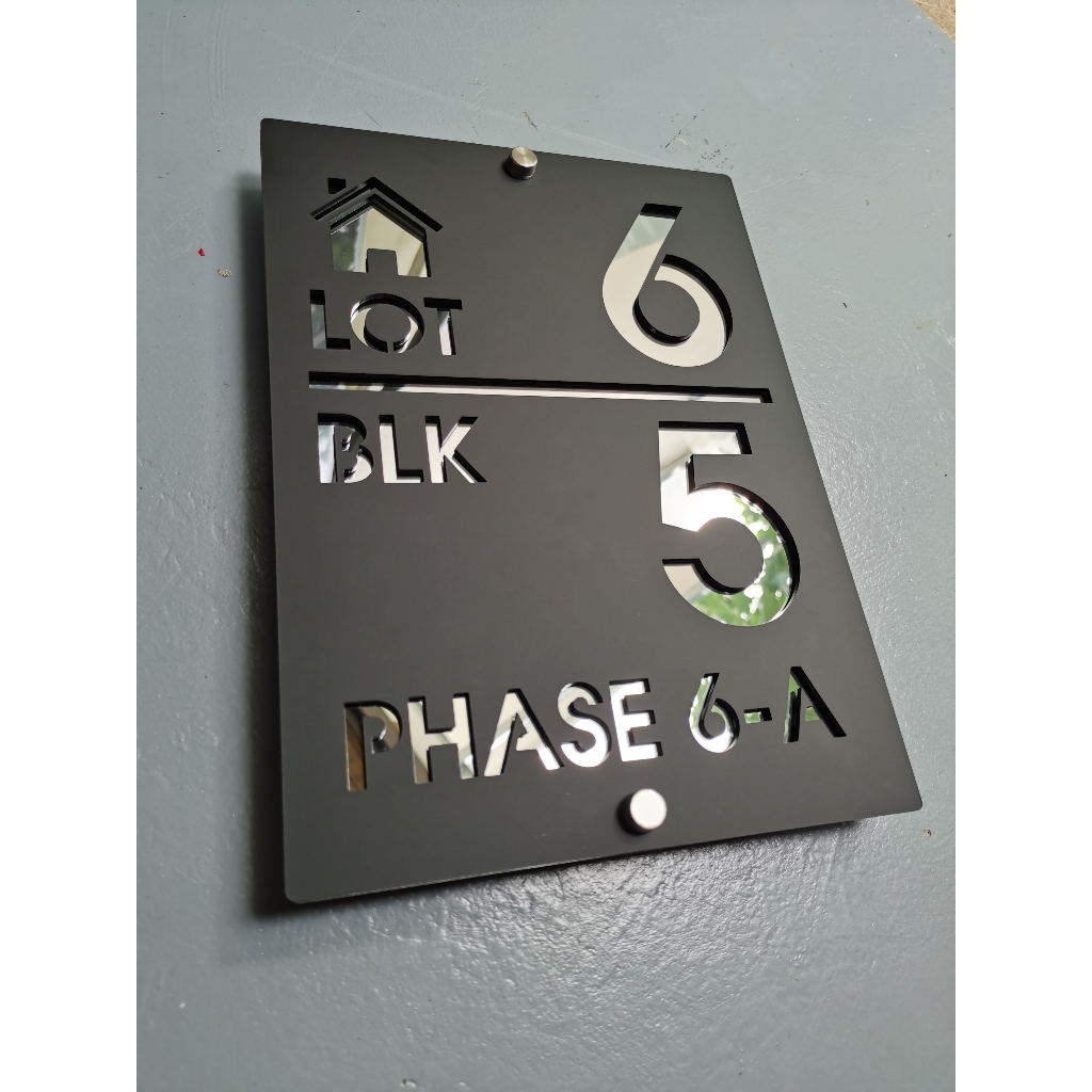 Laser cut double layer acrylic home address plate / House plate number ...