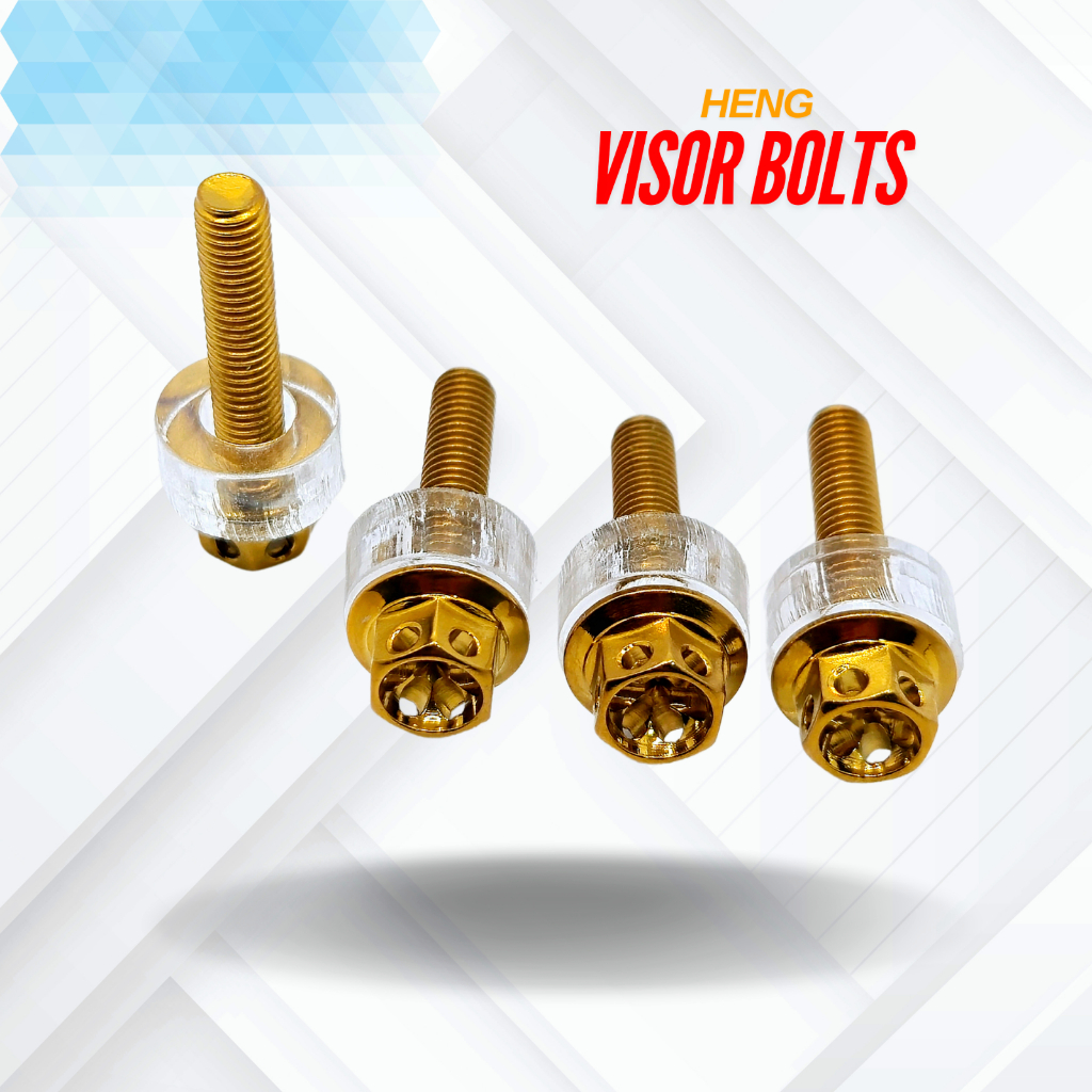 HENG Stainless Steel Visor Bolts 5x15mm – Gold or Silver, Set, for ADV ...