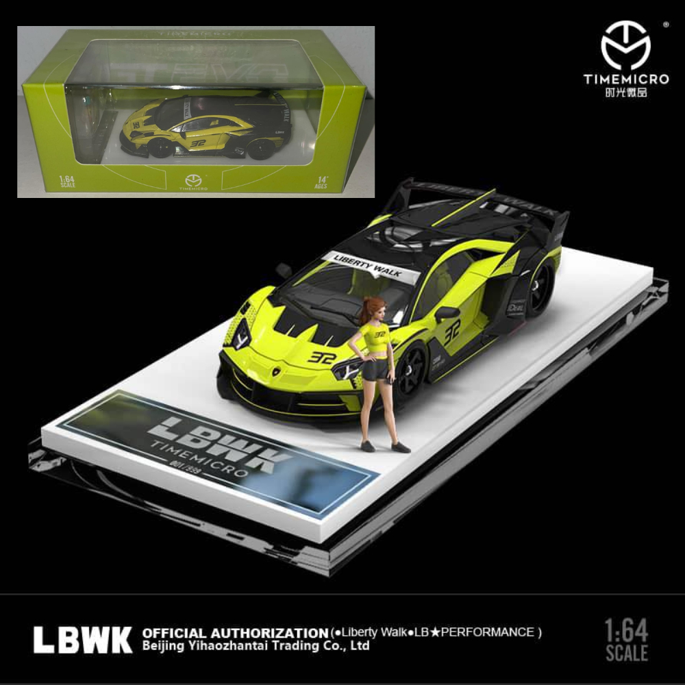 Time Micro 1/64 Scale Liberty Walk Lamborghini Aventador GT Evo Yellow ...