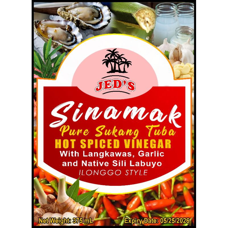 JED'S SINAMAK ORGANIC COCONUT VINEGAR SPICED (750 mL) (375mL) ILONGGO ...