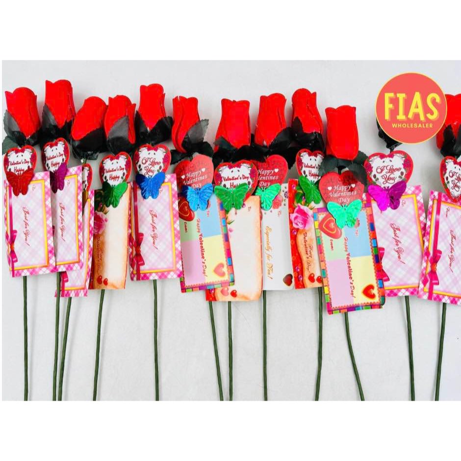 12 pcs Rose Wood with Valentines Card Gift Ideas Wholesale Paninda FL1 ...