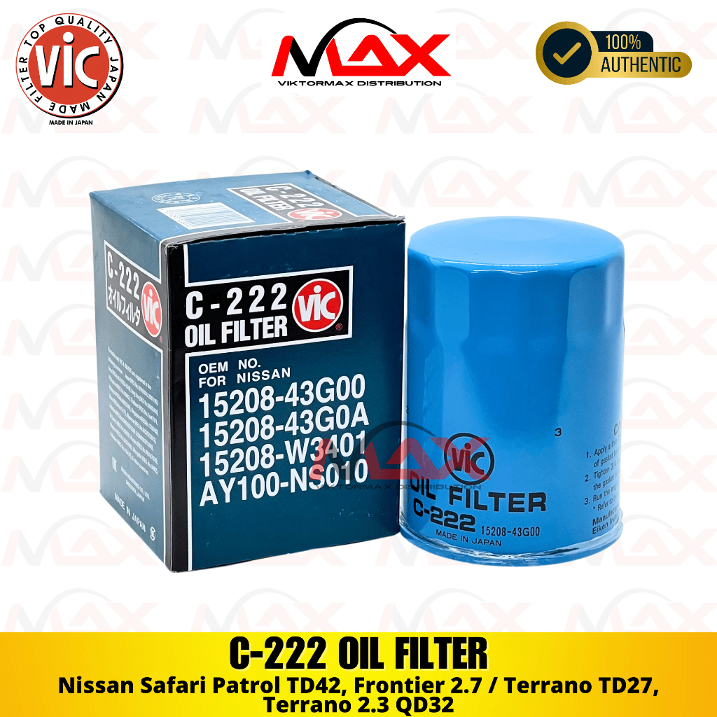 C-222 Vic Oil Filter For Nissan Safari Patrol TD42, Frontier 2.7 ...
