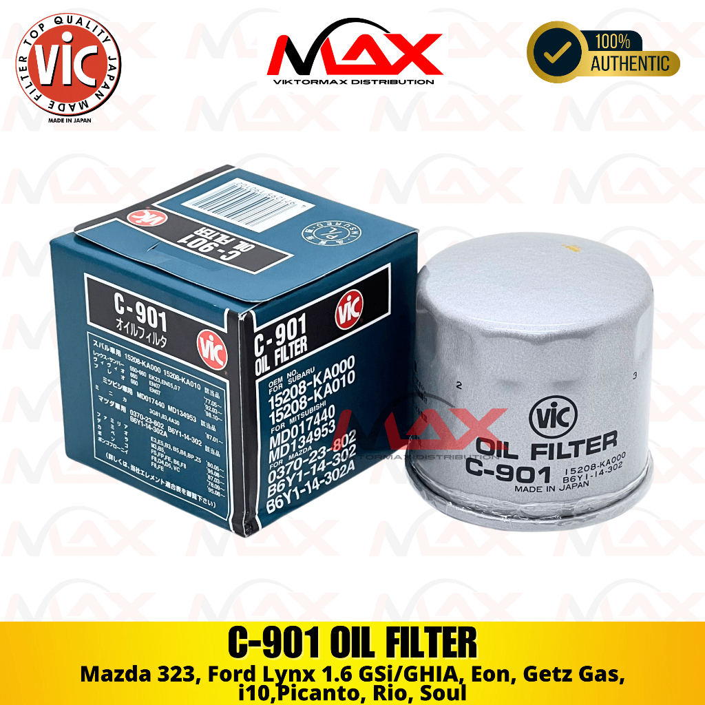 C-901 Vic Oil Filter For Mazda 323, Ford Lynx 1.6 GSi/GHIA, Eon, Getz ...