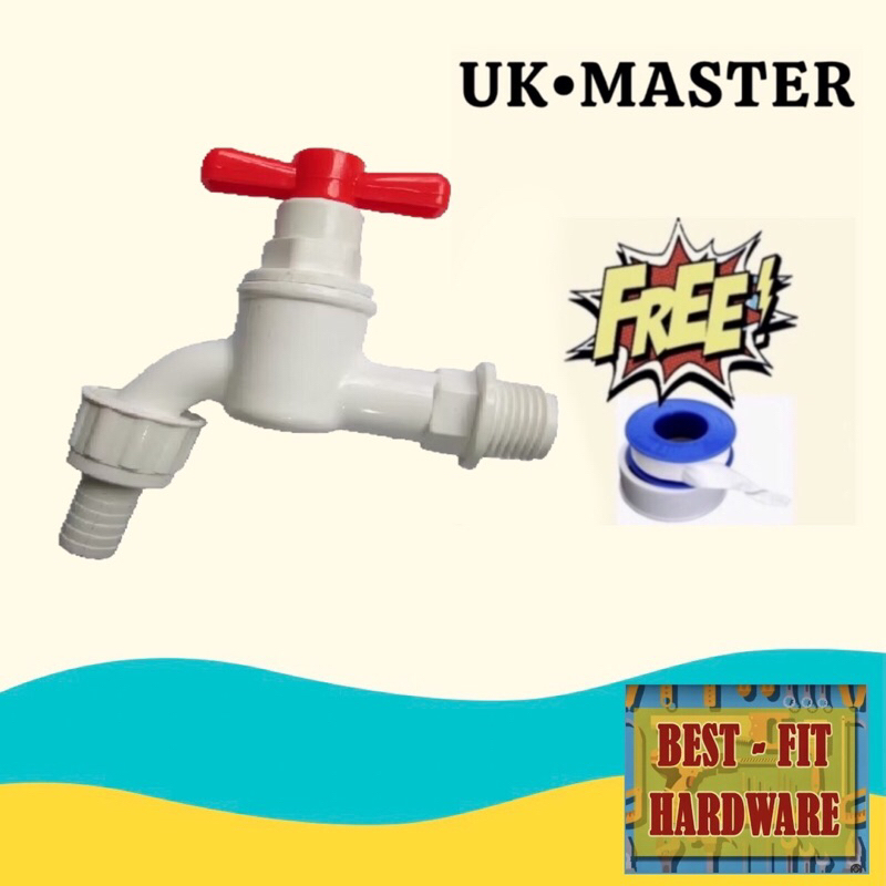 UK MASTER PVC FAUCET w/ HOSE BIBB UNIVERSAL CONNECTOR FREE TEFLON ...