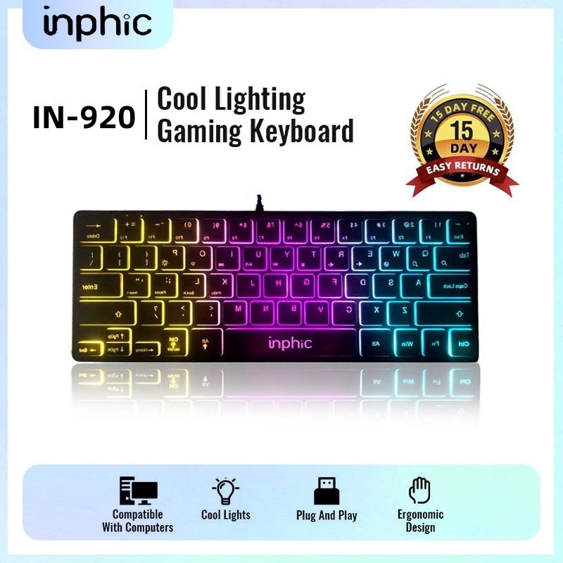 INPHIC IN-920 RGB Cool gaming keyboard - 64 key keyboard/keyboard multi ...