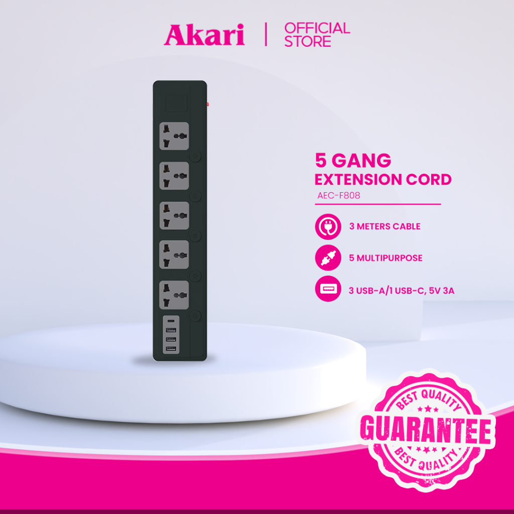 Akari 5 Gang Extension Cord with Individual Switch (AEC-F808) | Shopee ...