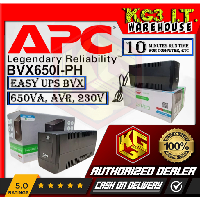 APC UPS 650VA-360W Uninterruptible Power Supply (BVX650I-PH, Easy UPS, 4 Outlet, AVR/Surge ...
