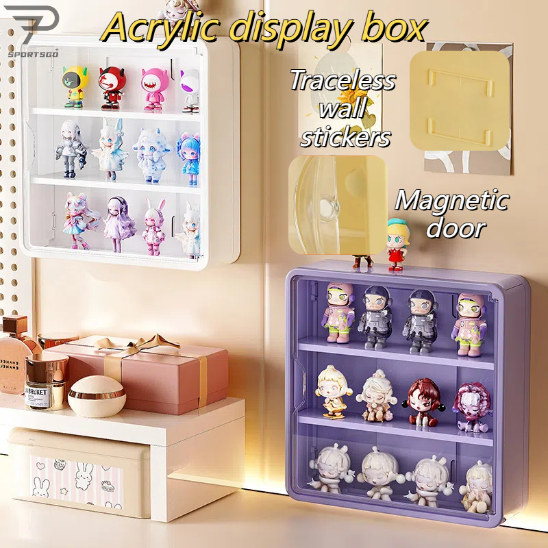 Big Acrylic Display Rack Anime Figure Display Case Wall Mounted Blind ...