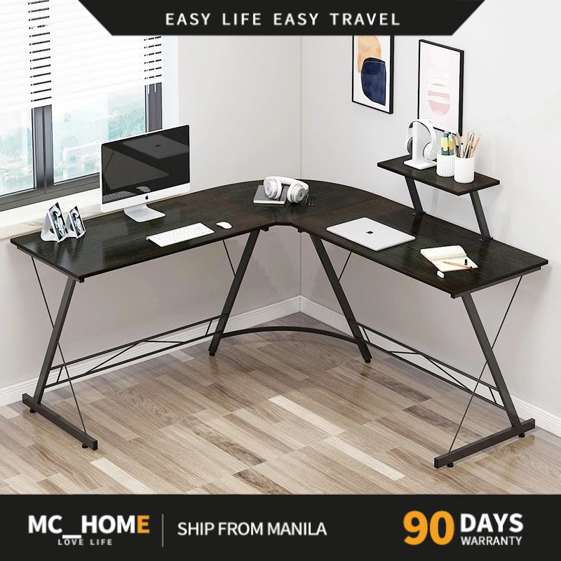 MC&HOME L-shaped Curved Desktop Table for Office Work Gaming Sturdy ...