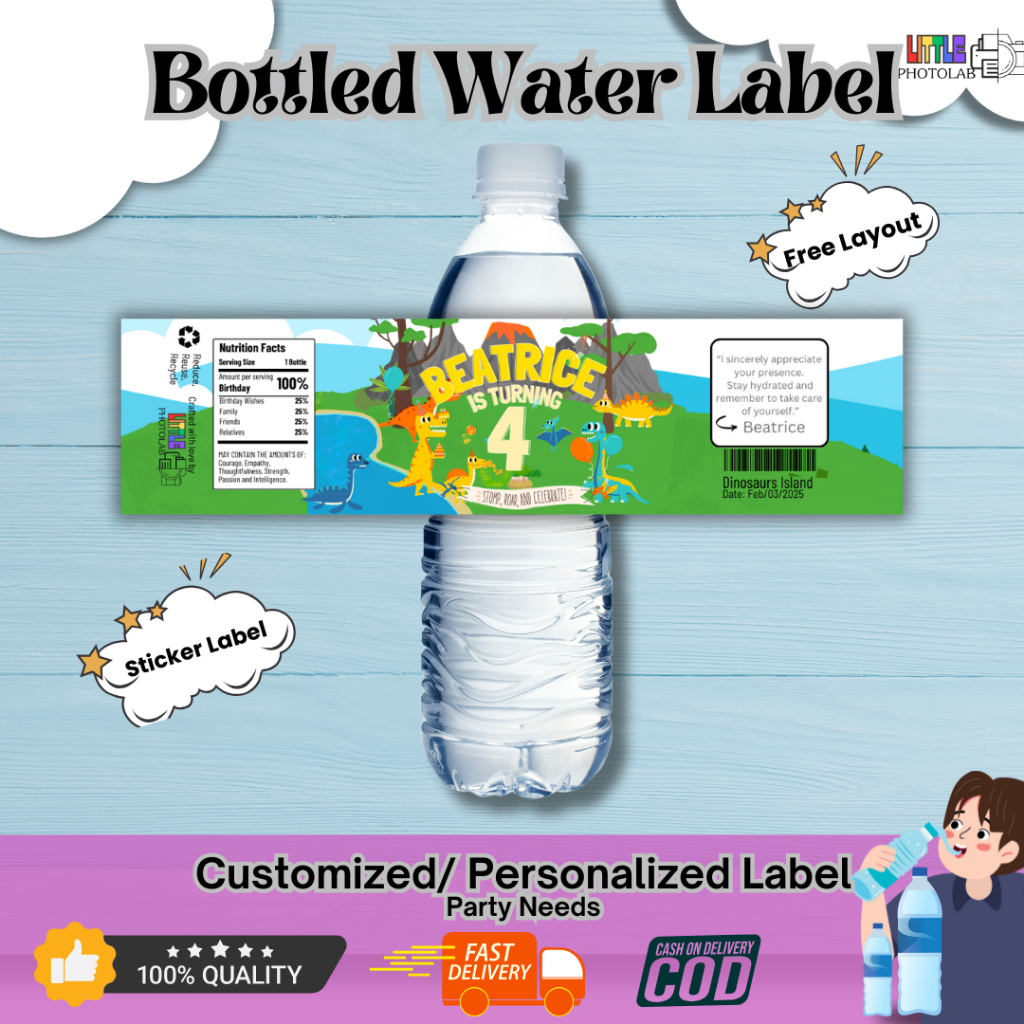 Bottled WATER LABEL STICKER | Customized Personalized in any Occasion ...
