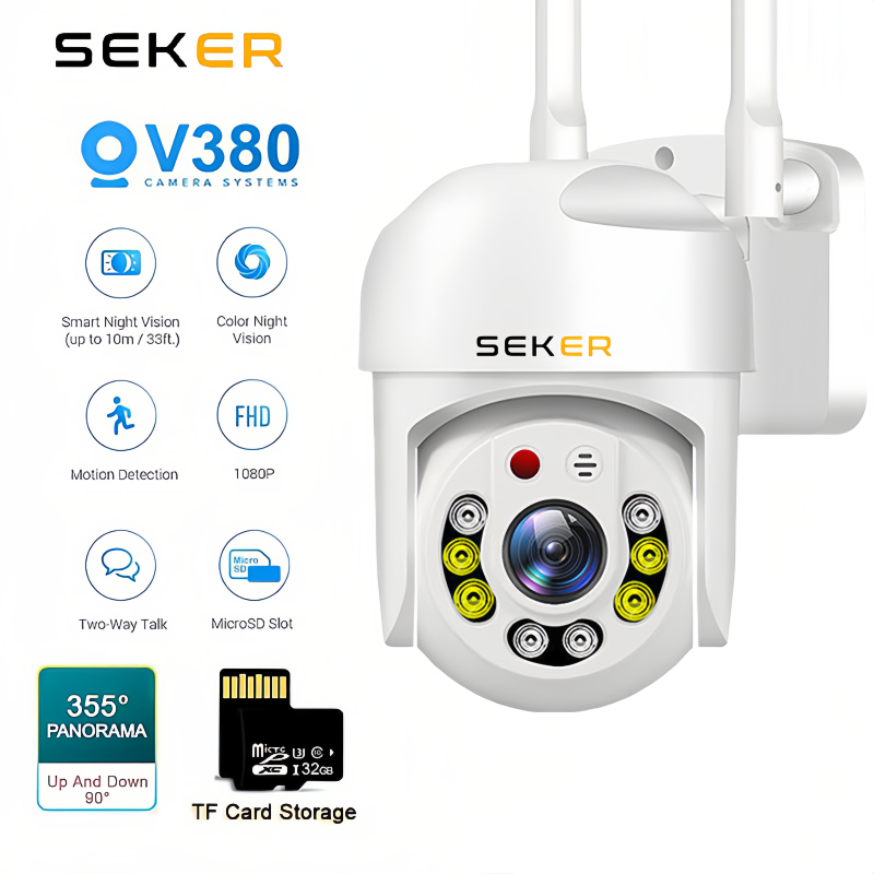 Seker V380 Outdoor Cctv Camera Waterproof Night Vision Wifi Connect to ...