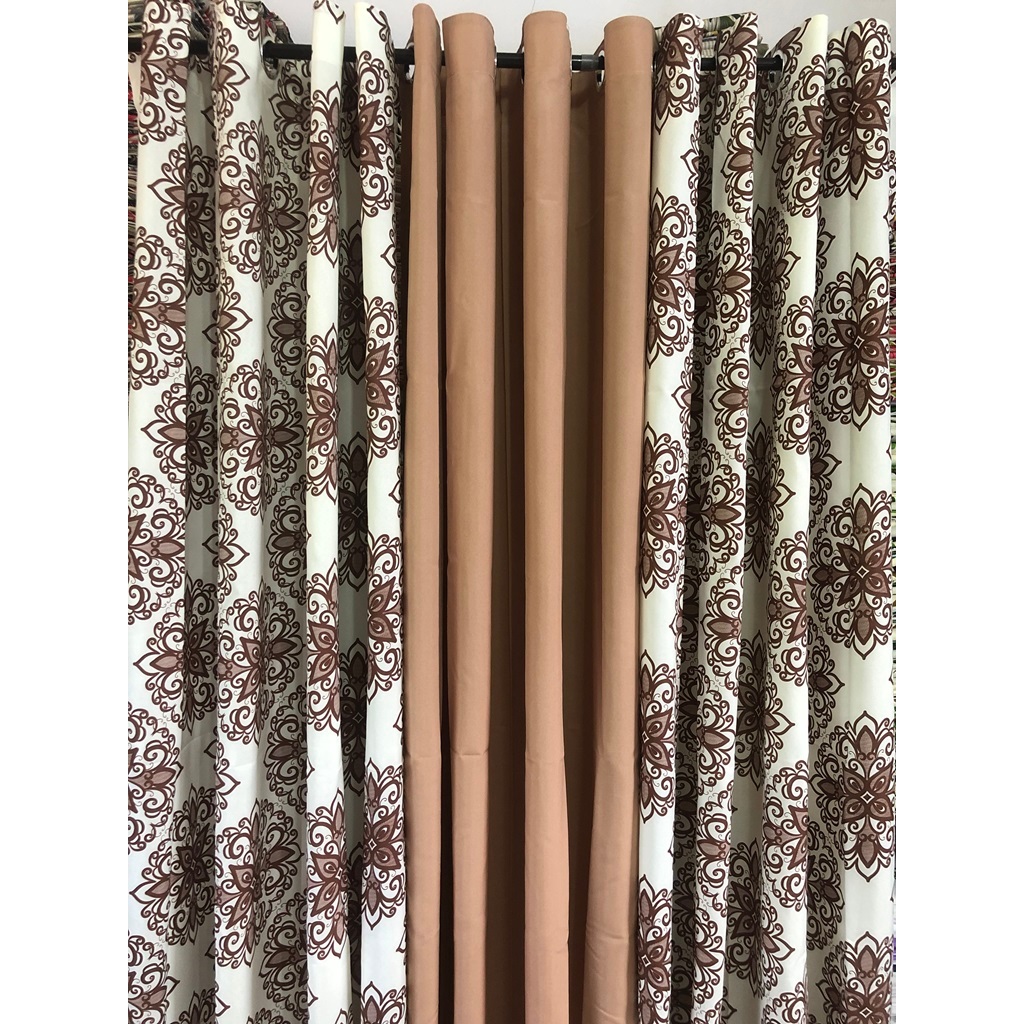 Mocha Printed Curtain with Ring - per PIECE or SET (5FT - 8FT) | Shopee ...