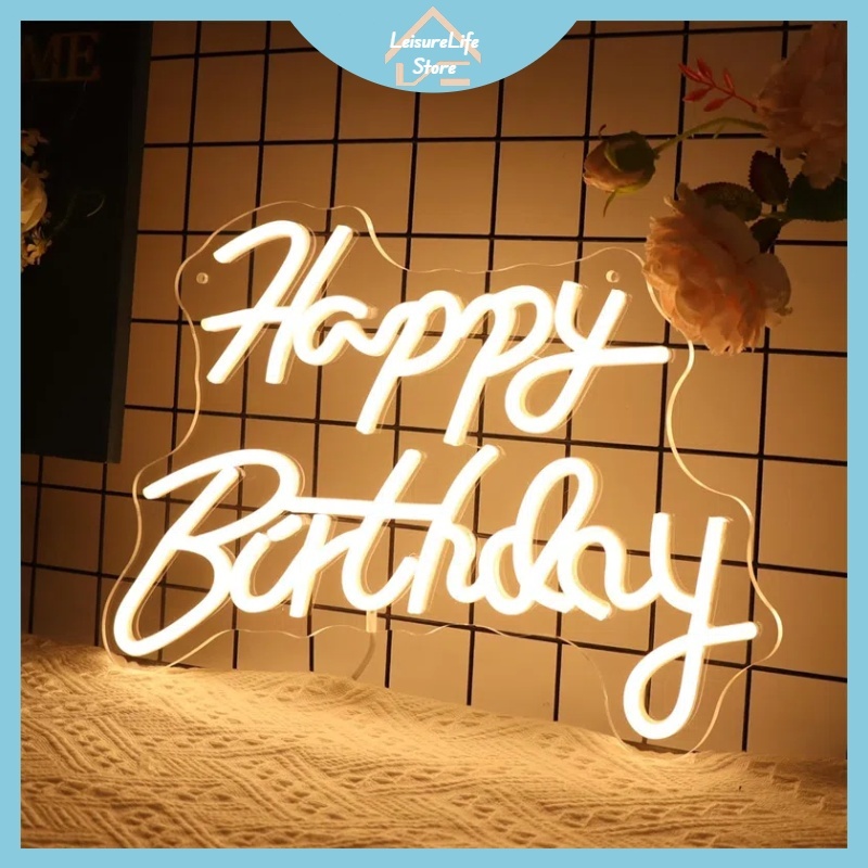 Led Happy Birthday Neon Sign for Party Decor Led Neon Light USB Powered ...