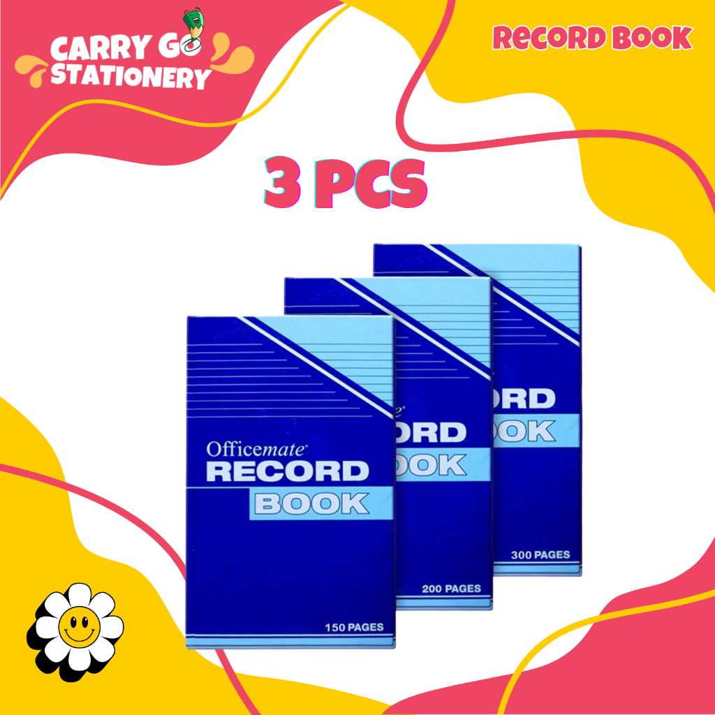 3 PCS Premium Officemate Record Book - 150, 200, 300, 500 Pages ...