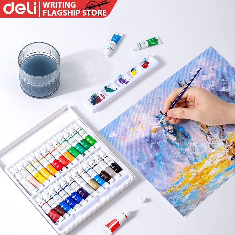 Deli 24/18/12Colors Watercolor Acrylic Painting Set Watercolor School ...
