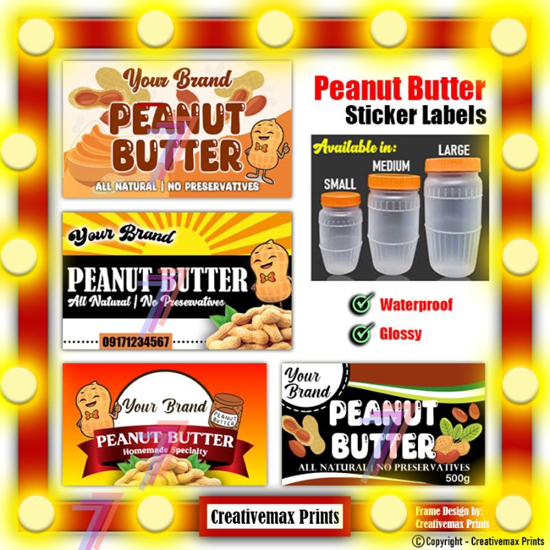 PEANUT BUTTER Sticker Label (Customizable | Glossy | Waterproof ...