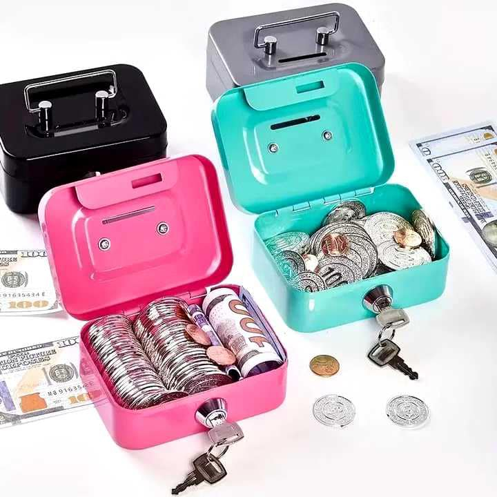 Small Money Lock Box Security Box Safe Lock Box Mini Metal Cash Box ...