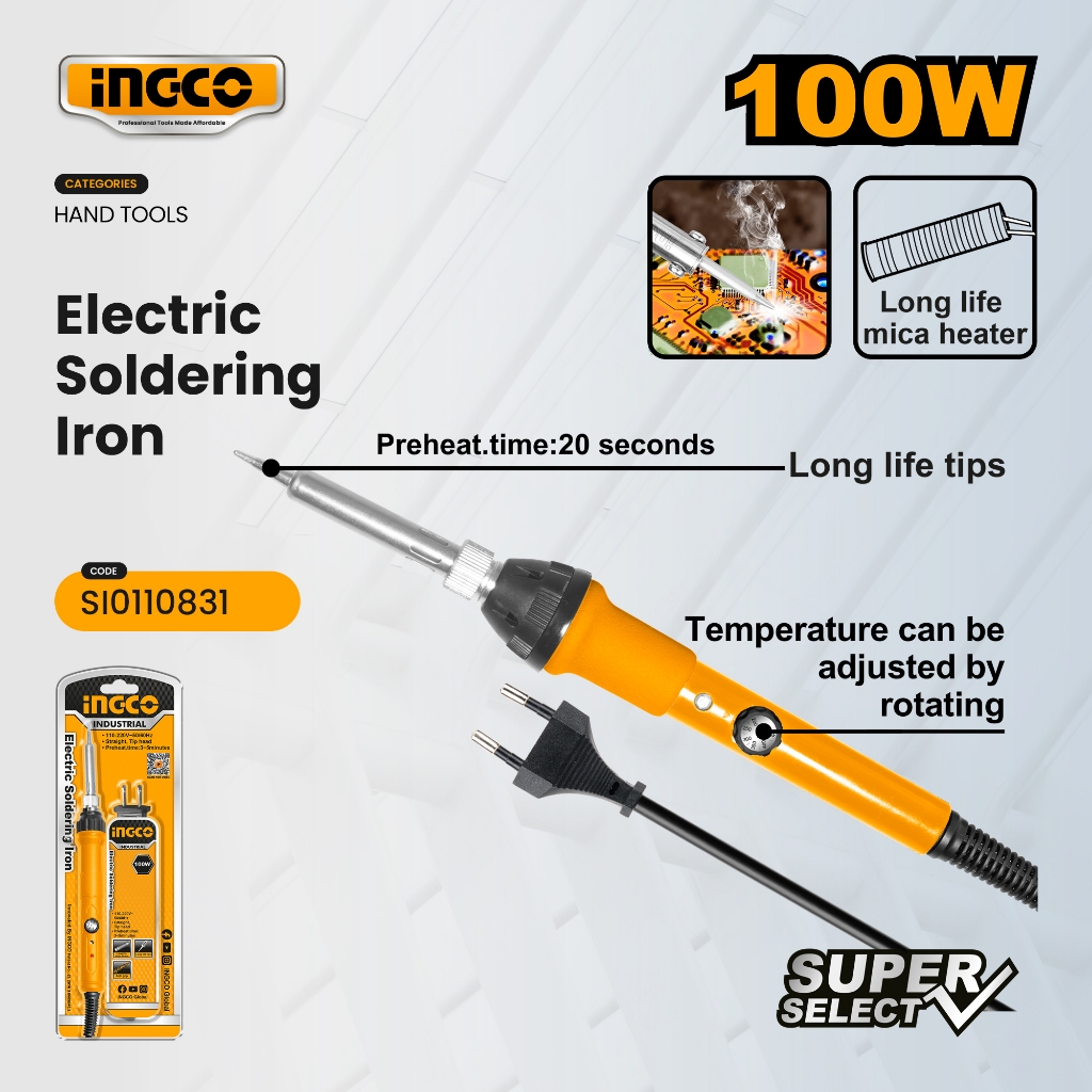 INGCO Electric Soldering Iron 60W | 100W Adjustable Temperature Welding ...