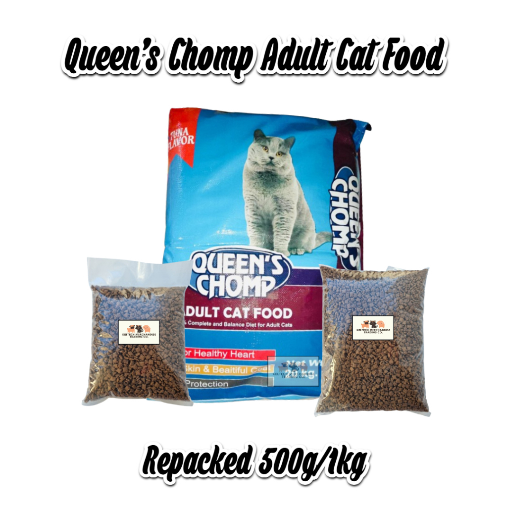 Queen's Chomp Adult Cat Dry Food Tuna Flavor Repacked 1kg-500g | Shopee ...