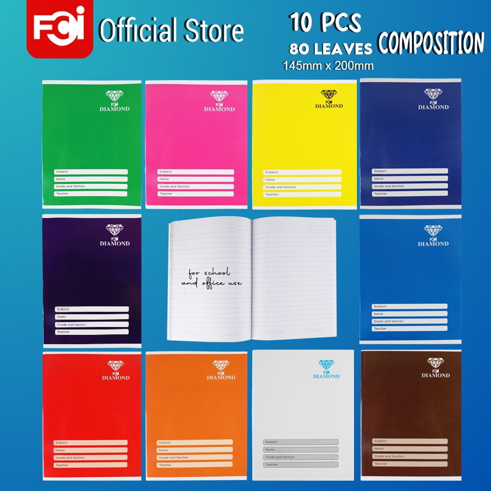 FCI Compo Notebook Neon , 80 leaves Assorted Colors 10 pcs (Sold per ...