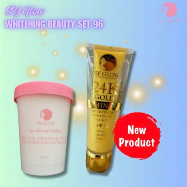 SY GLOW Lotion Bundle -24K Gold Brightening + Ice Cream Lotion SPF75 ...