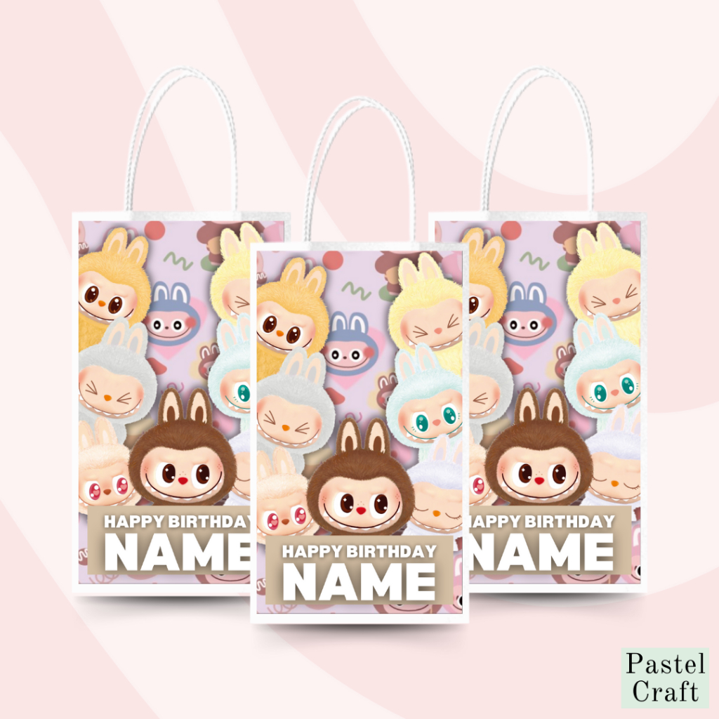 Labubu Customized / Personalized Birthday Party Loot Bag made in 80gsm ...