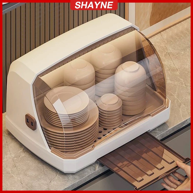 SHAYNE Dish Rack With Cover Dust-proof Dish Drain Organizer Kitchen ...