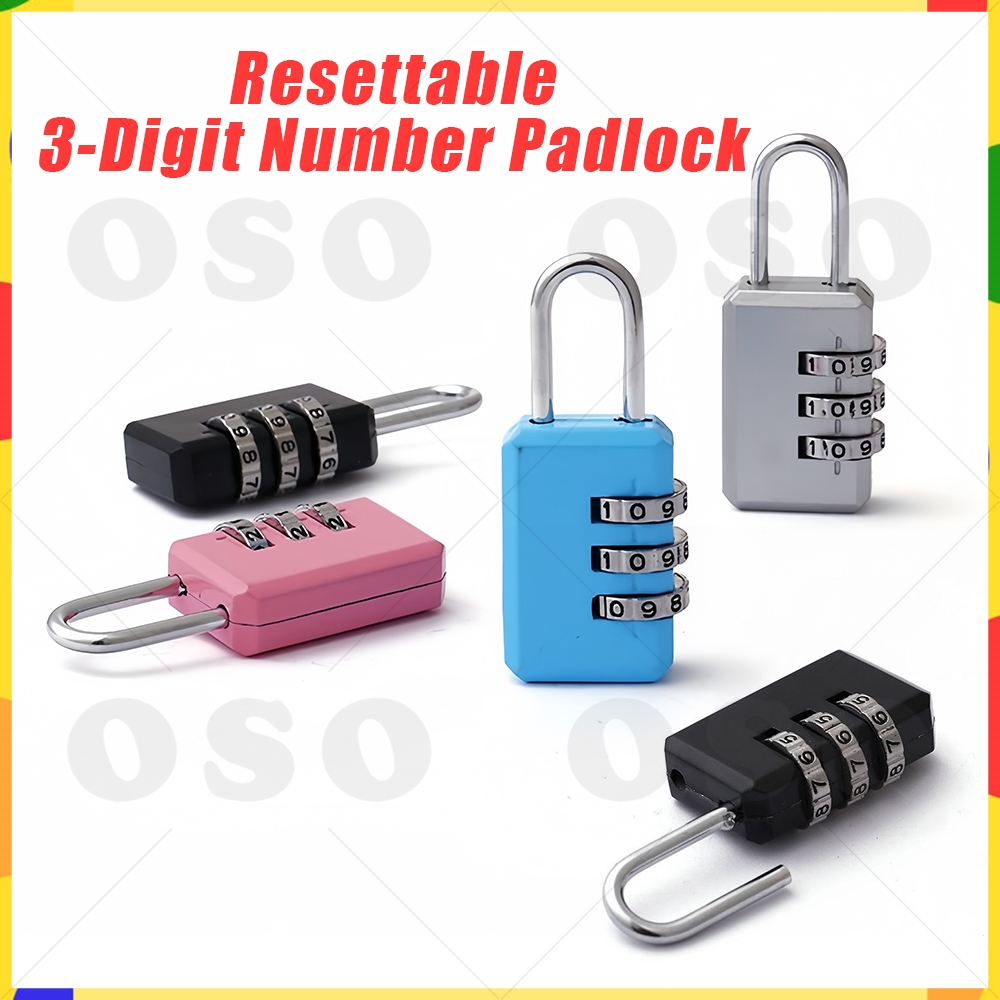 Resettable 3 Digits Number Combination Padlock Suitable for Suitcase ...