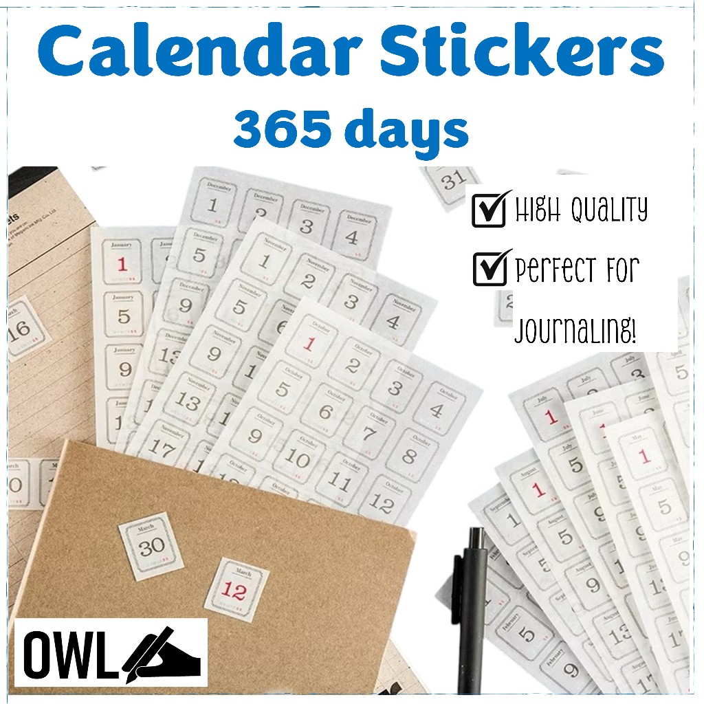 Calendar 365 Days Stickers for daily journaling and planner | Shopee ...