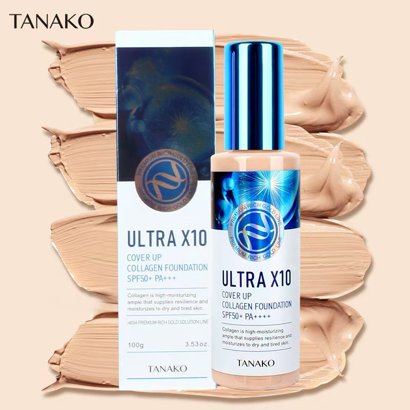 J&r FDA TANAKO Collagen Liquid foundation ULTRA X10 SPF 50+ PA+++ 100g ...