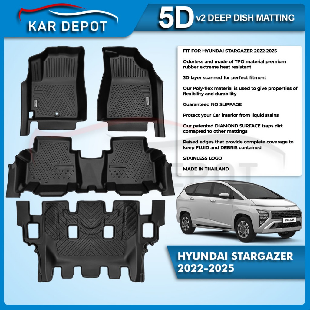 HYUNDAI STARGAZER 2022-2025 5D v2 Deep Dish Matting (MADE IN THAILAND ...