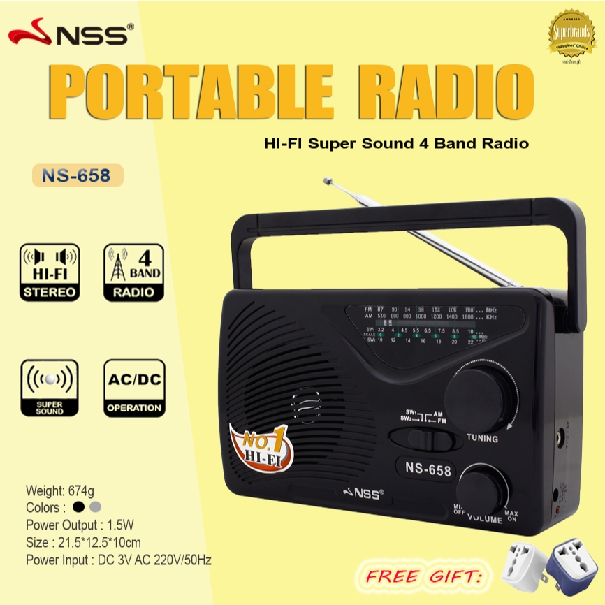 NSS Portable Radio Speaker AM/FM/SW Radio 4 band Rechargeable Radio HI ...