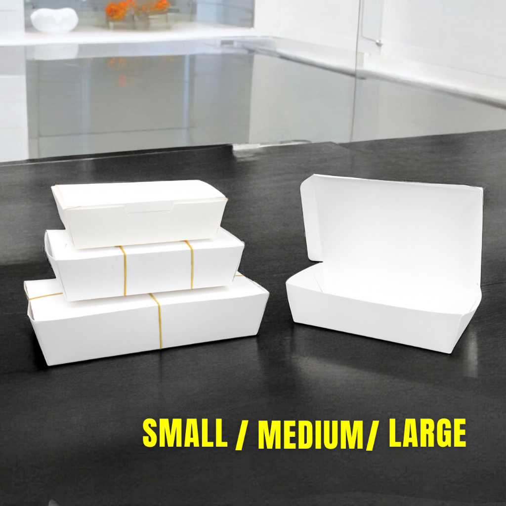 [20pcs] S/M/L Disposable Plain White Spaghetti Box/Meal Box Take Out ...